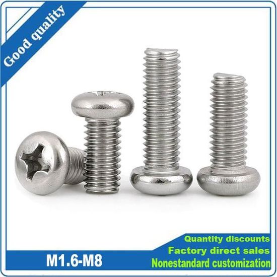 VIS,10pcs M4-80mm--M1.6 M2 M2.5 M3 M3.5 M4 M5 M6 M8 GB818 85 A2 70 304 Croix En Acier inoxydable ...