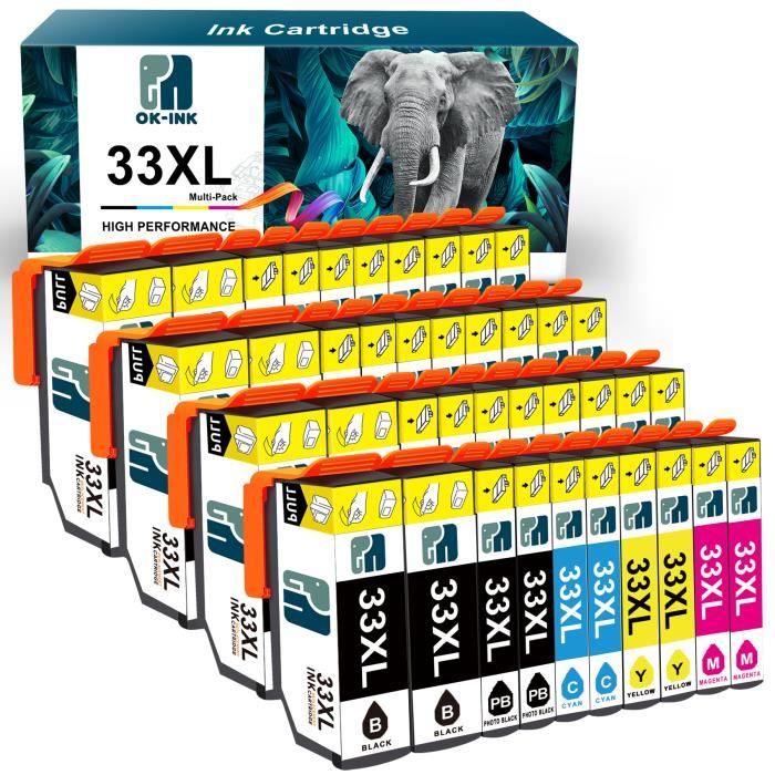 OK-INK 40 Pack Cartouche Epson 33 XL 33XL multipack Compatible avec ...