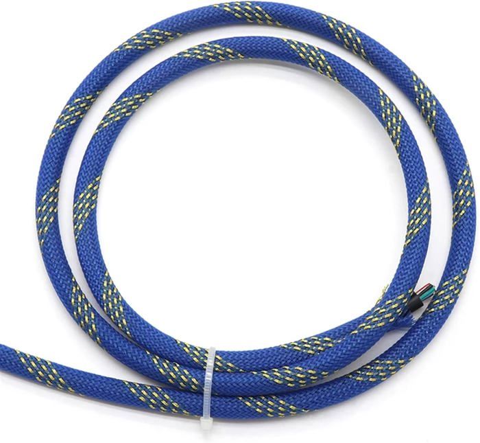 Gaine Cble Manchon De Cble Tress En Pet Bleu-Or-Rouge 1510M 3 4 6 8 10 12 16 20 25 30 40Mm Serr ...