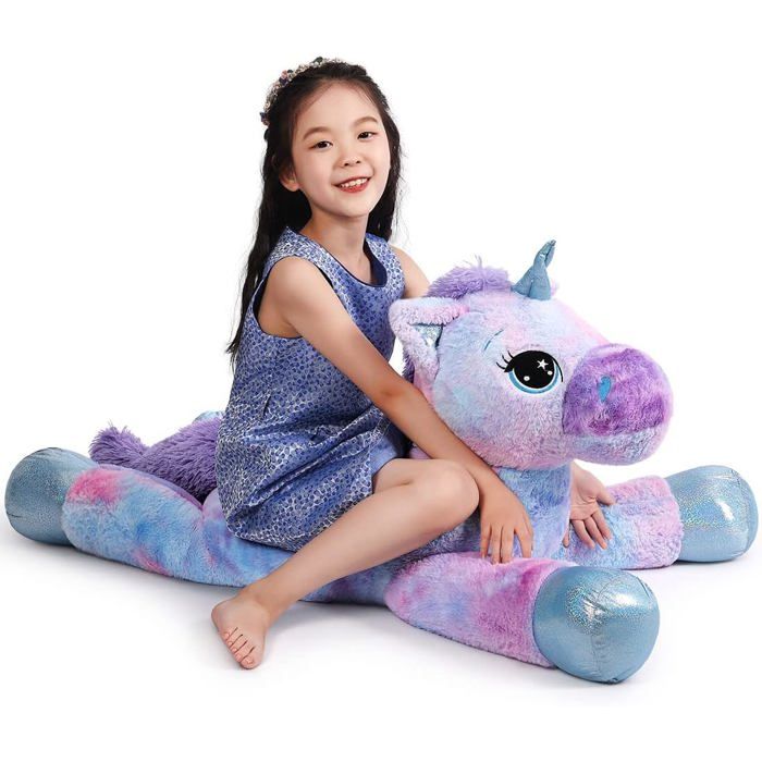 Licorne Géante Licorne Violet Arc-en-Ciel Jouet en Peluche 110CM Doux ...