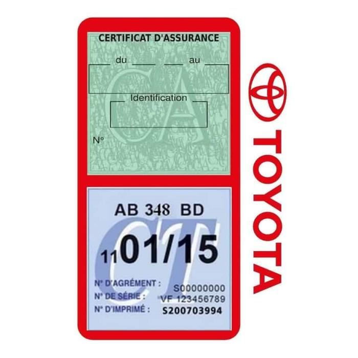 TOYOTA VD21 ROUGE POCHETTE ETUI VIGNETTE ASSURANCE VOITURE ET CONTROLE ...