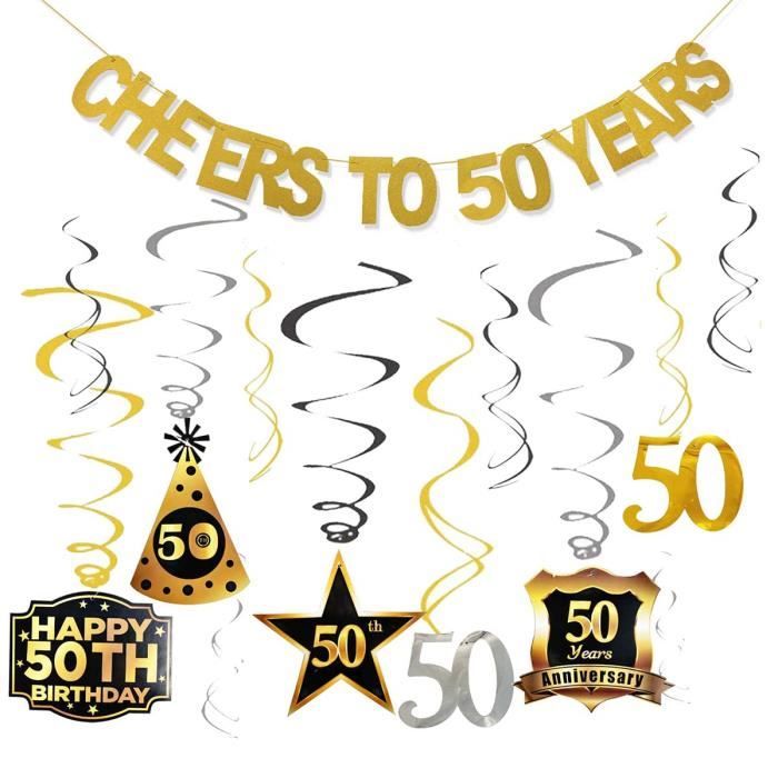 Banderole dorée pailletée pour 50 ans d'anniversaire - Décoration et 50 ...