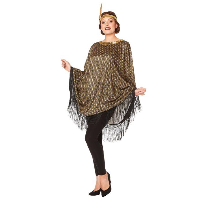 Déguisement - DEGUISE TOI - Poncho Charleston doré pour femmes ...