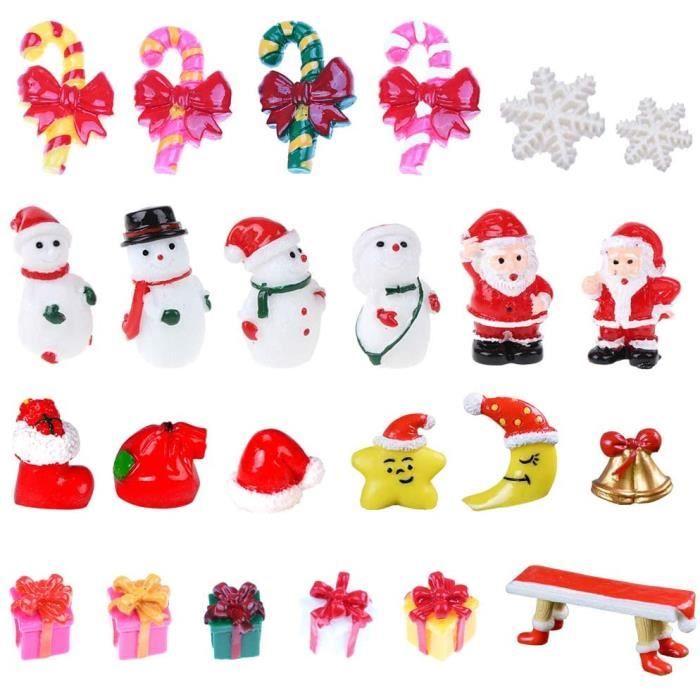 Noël Miniature de Résine 24 Mini flocon de neige Père Noël bonhomme de ...