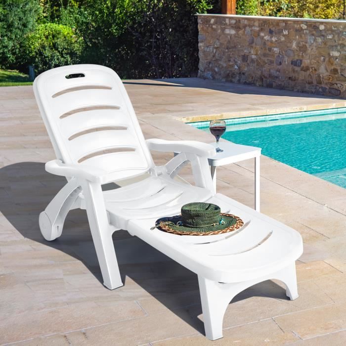 COSTWAY Chaise Longue Pliable Dossier Inclinable à 5 Positions avec ...