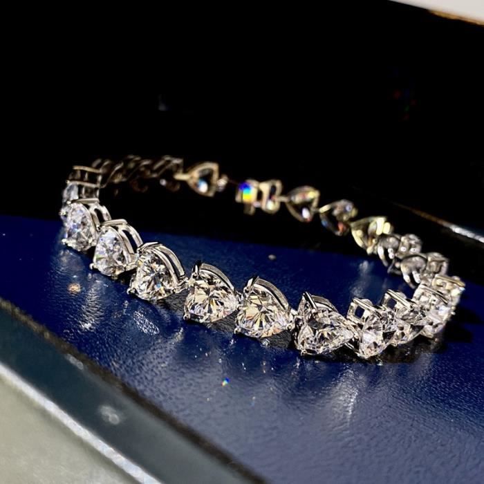 Bracelet Z7PYW Argent Coeur Synthétique Haute Teneur En Carbone Diamant ...
