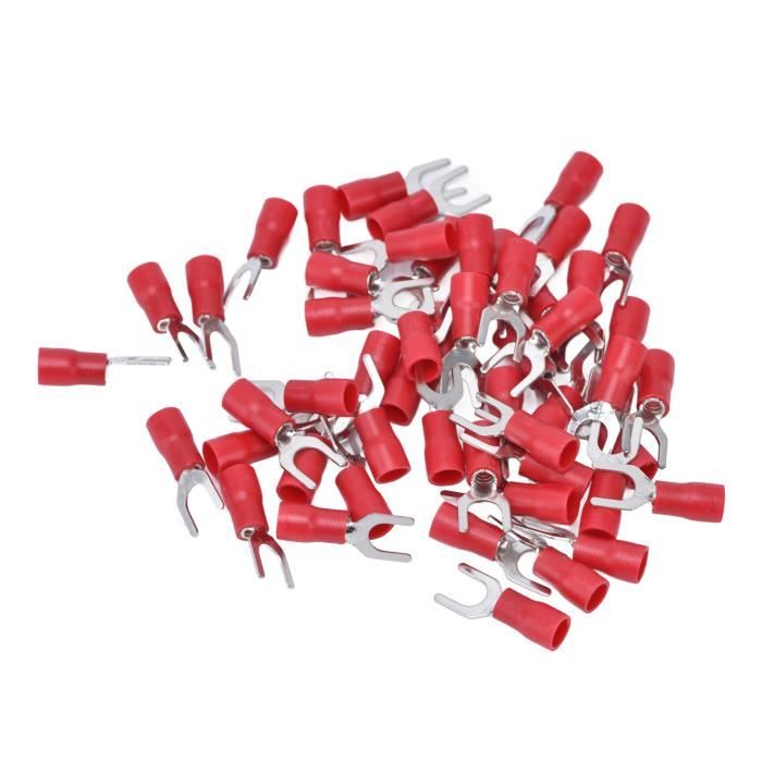 HURRISE borne électrique 50Pcs Fork Terminal Isolé 14-12AWG Wire Crimp ...