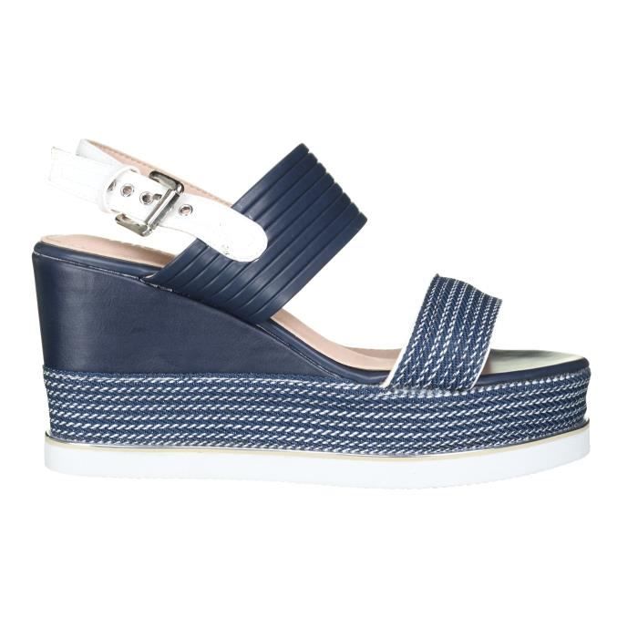 Sandale compensée Moow Sh2395 Blue Bleu - Cdiscount Chaussures