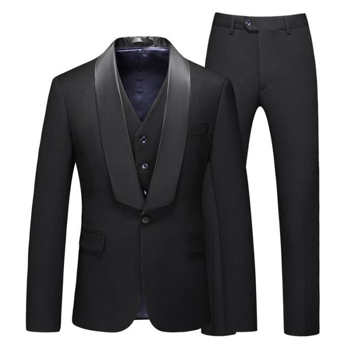Costume Mariage Homme 3 Pièces Slim Fit Col Châle Vetement Cérémonie ...
