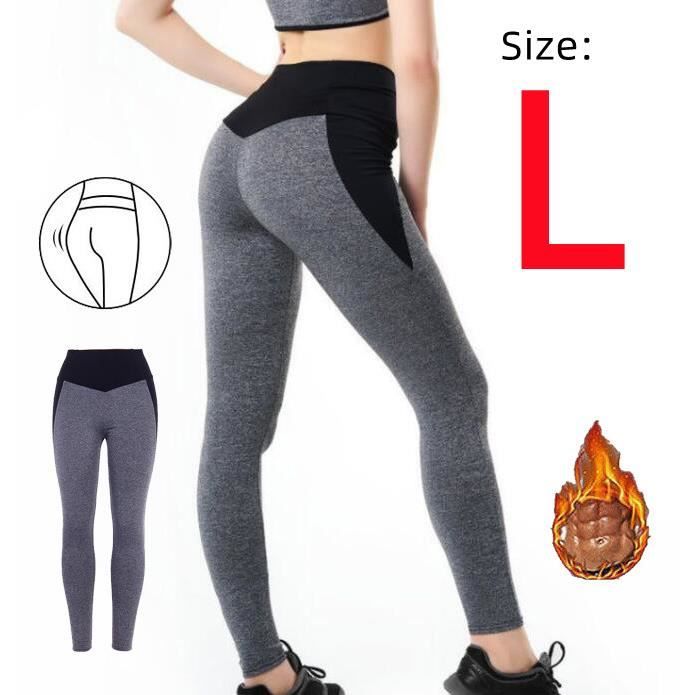 Legging de Sudation Femme - Taille Haute Amincissant Pantalon de Sport - Gris - Fitness ...