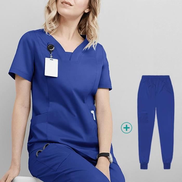 BLOUSE PROFESSIONNELLE Tshirt + Pantalon Uniforme d'infirmière Travail ...