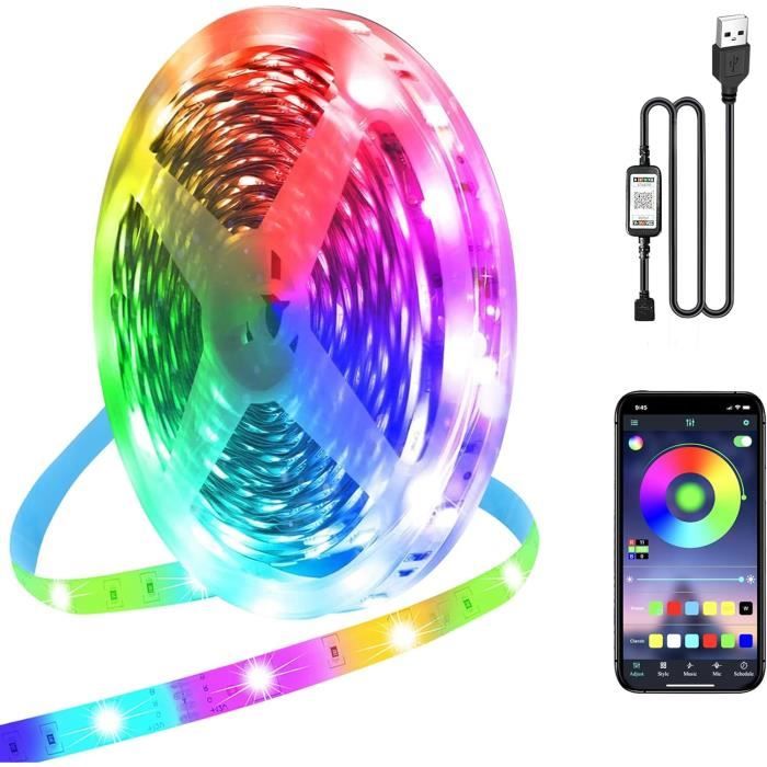 Ruban Led 10M, Usb Ruban Led Rgb Contrôlé Par Bluetooth App, Bande Led ...