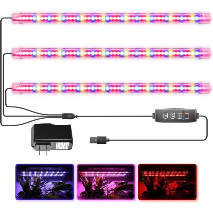 Lot De 3 Lampes Led Pour Plantes - Rouge Et Bleu - 3500 K - Spectre ...