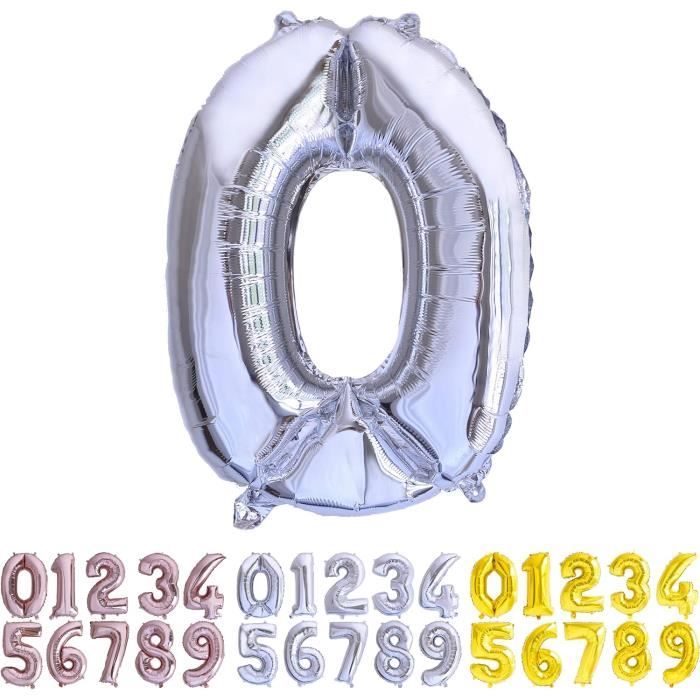 Ballon Numéro 0 Argenté. Ballon Géant Chiffre 0 Foil Décoration Fête ...