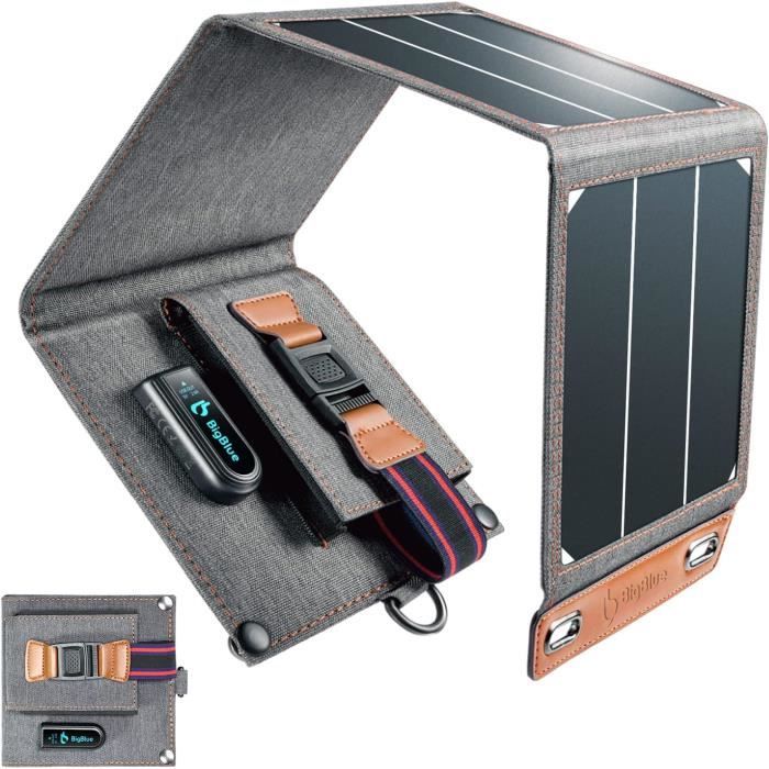 BigBlue 14W Panneau Solaire Portable, Ultra Léger, USB Port (5V-2.4A), IPX4, SunPower Chargeur ...