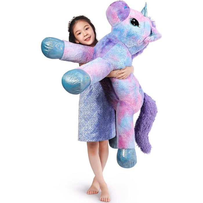 Licorne Géante Licorne Violet Arc-en-Ciel Jouet en Peluche 110CM Doux ...