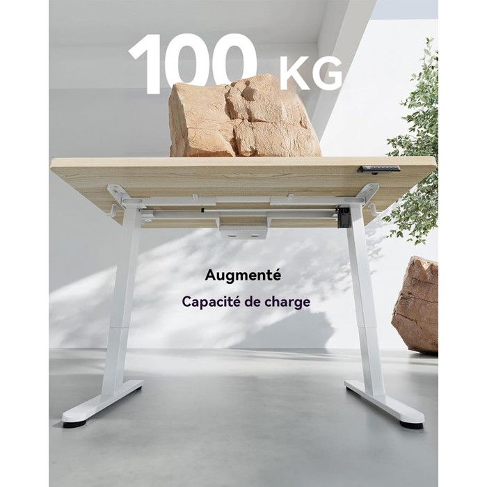 Bureau réglable en hauteur 120 x 80 cm, plateau de 25 mm d'épaisseur ...