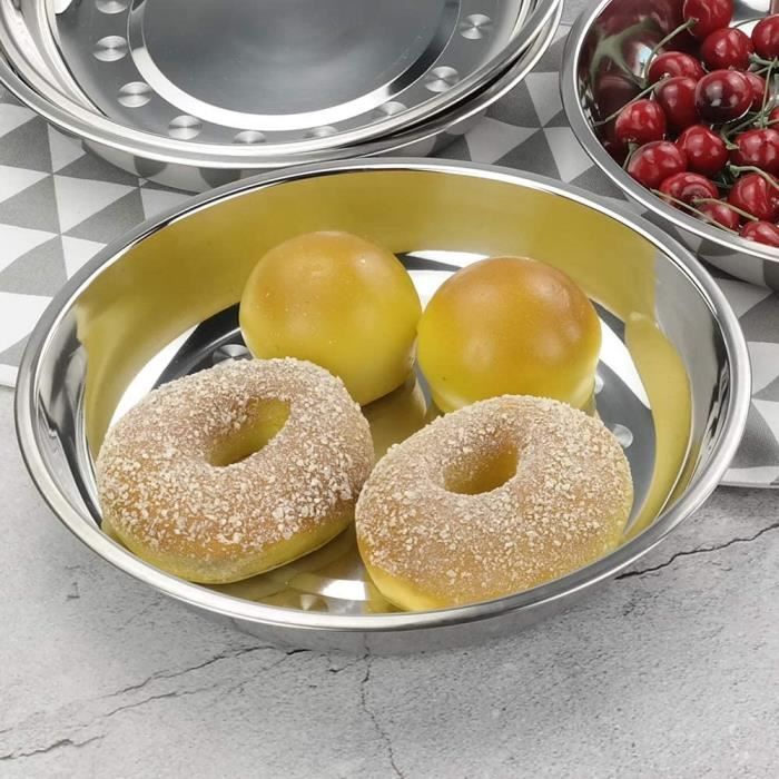 Lot de 6 Assiettes de Service en Acier InoxydablePlateau Inox ...