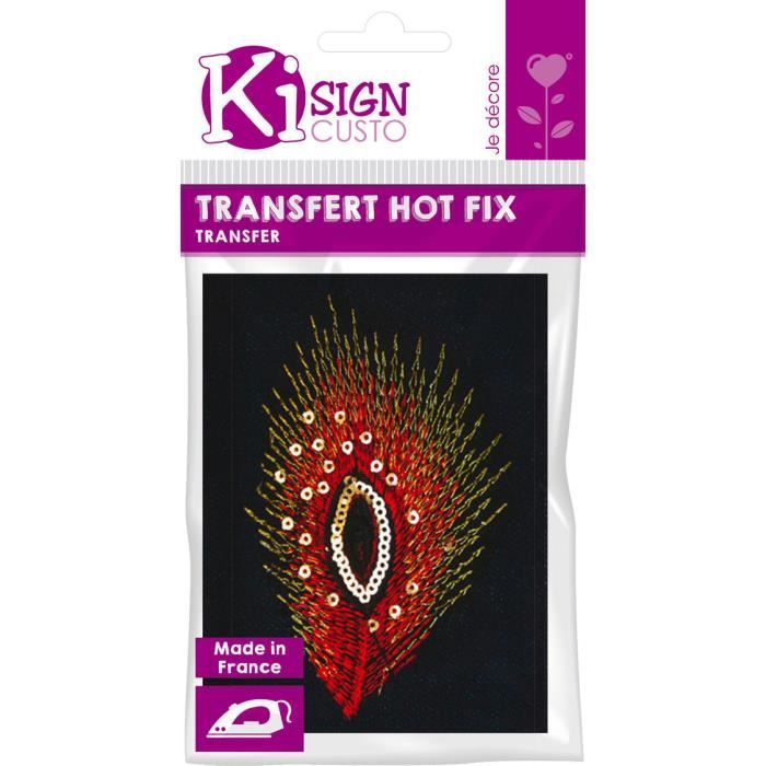 Motif Broderie Thermo - Plume Rouge - 11x7cm - Idéal pour couture ...