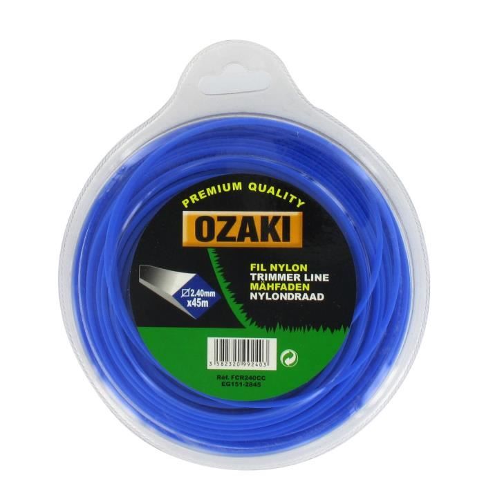 Coque fil nylon carré OZAKI - Longueur: 45m, Ø: 2,40mm - Cdiscount Jardin