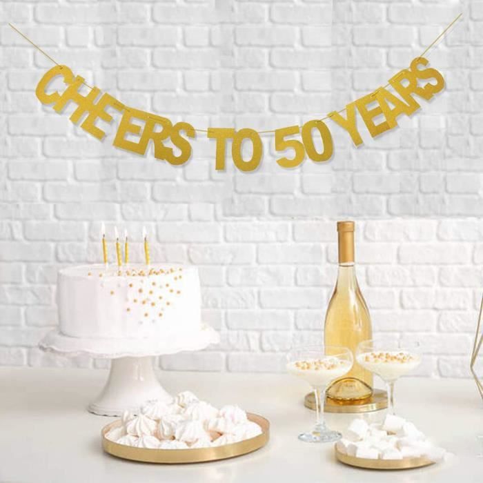 Banderole dorée pailletée pour 50 ans d'anniversaire - Décoration et 50 ...