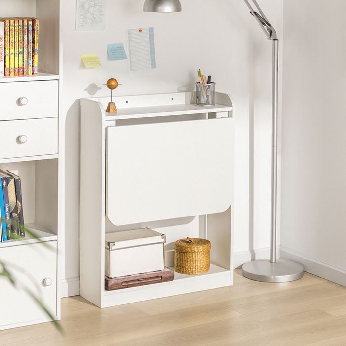 Bureau Pliant - SOBUY - FWT92-W - Blanc - Multifonctionnel - Etagères ...