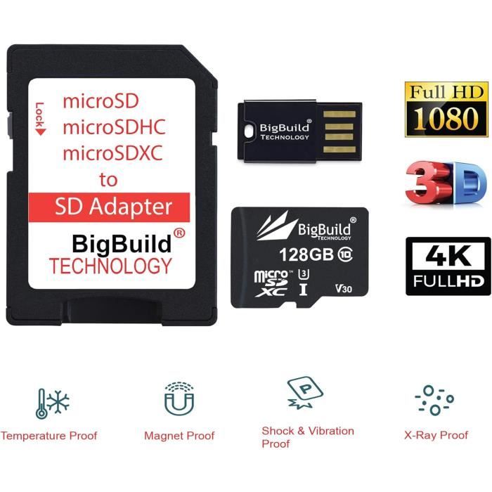 128 Go U3 100 Mo-S Ultra Rapide Microsd Carte Mémoire Pour Mobile De ...