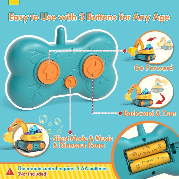 Voiture télécommandée pelleteuse, jouet dinosaure excavateur, pour ...