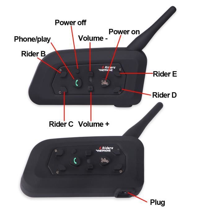 Communication - CB,Vnetphone-oreillette Bluetooth V6 Multi BT pour moto ...