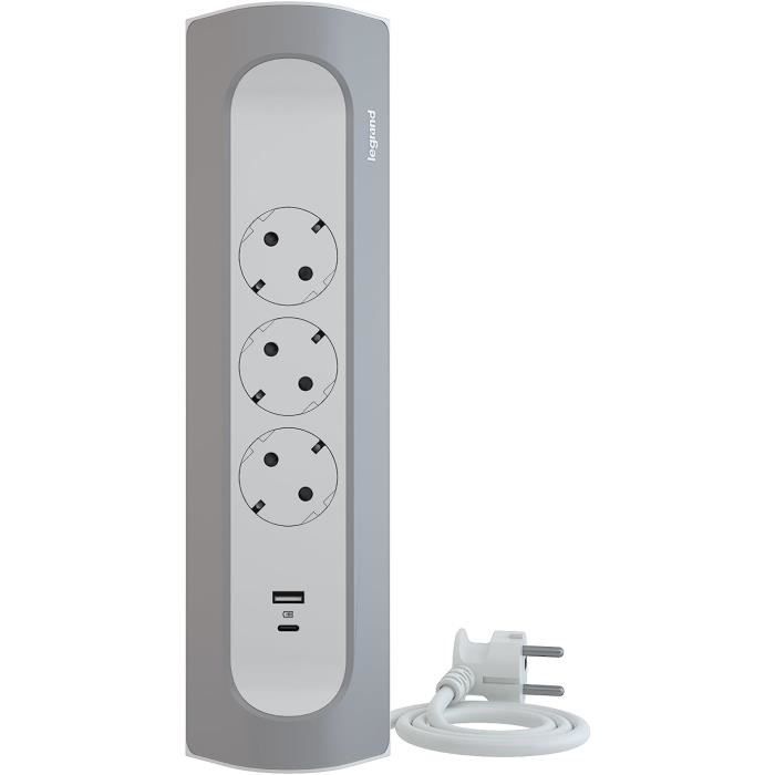 , Multiprise d'angle coudée à 45°, 3 Prises, Port USB-A et USB-C, 3000 ...