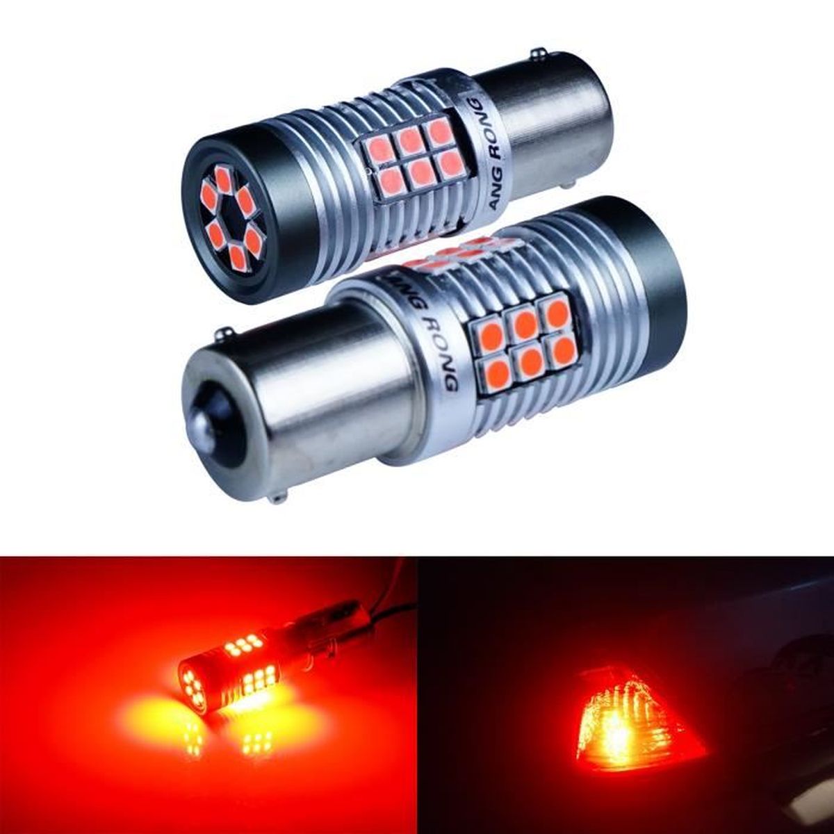 2x P21W 1156 BA15s R5W R10W LED Ampoules 30 SMD Rouge Feu Arrière Stop Frein Position Veilleuse ...