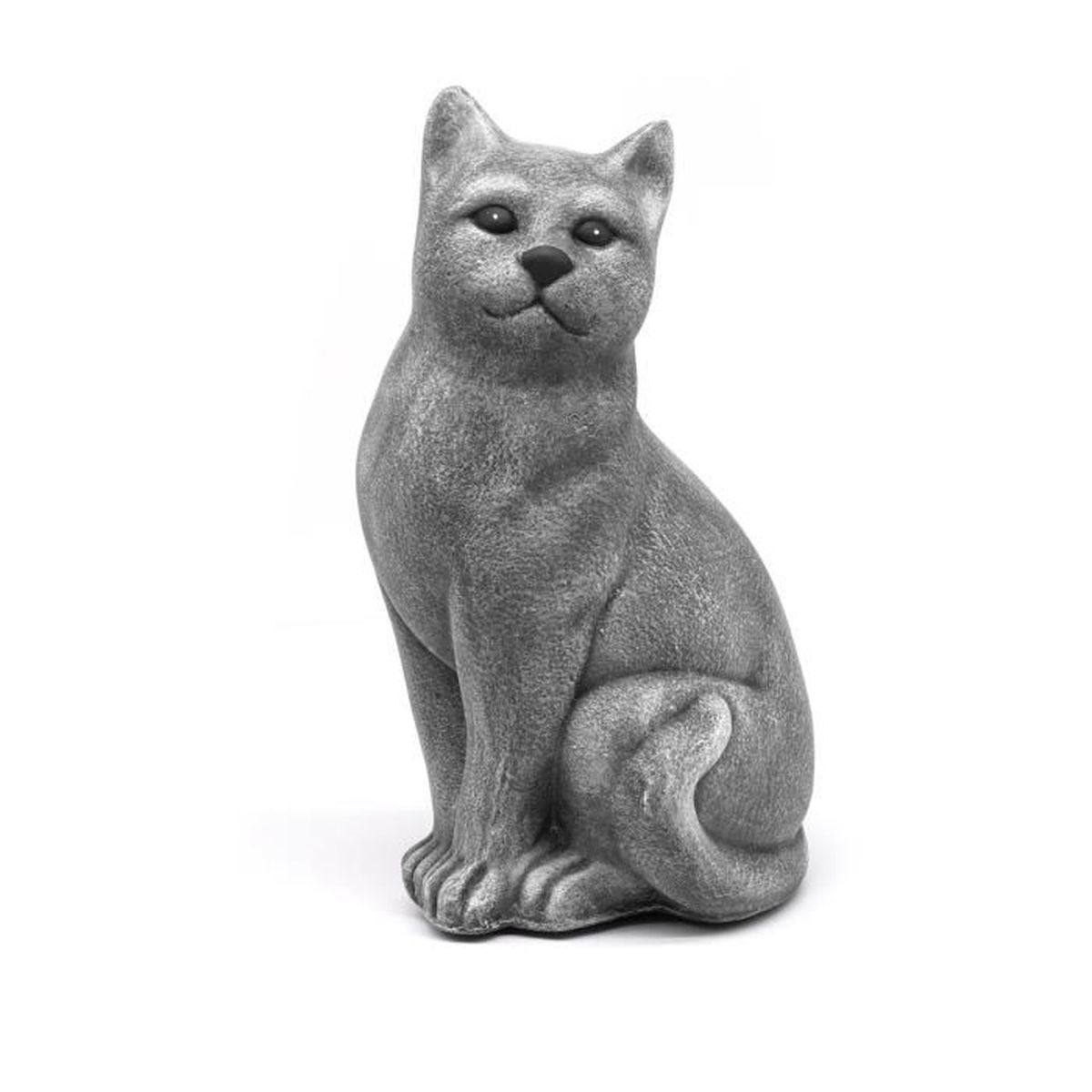 Tiefes Kunsthandwerk Statue en pierre chat assis - gris, statue de ...