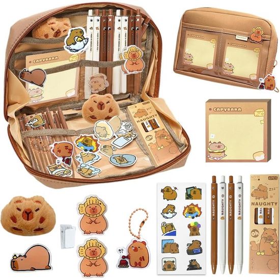 Trousse à Crayons Capybara, Ensemble Papeterie Capybara avec 12 ...