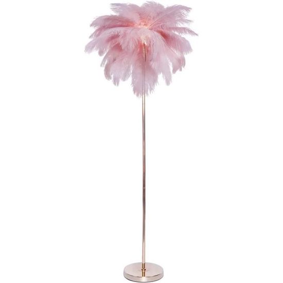 Lampadaire moderne en plumes d'autruche naturelles, lampe de chevet de ...