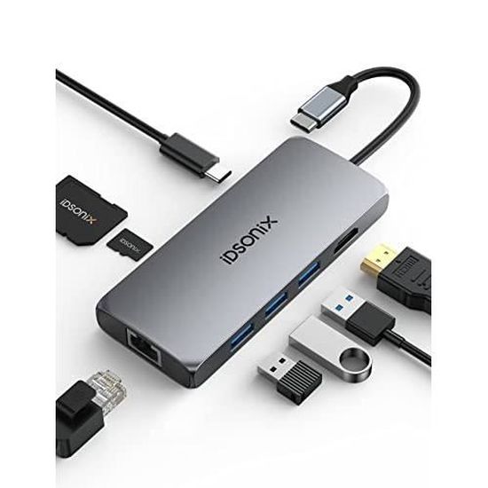 Hub USB - IDSONIX - CY32-10-BK-BP - Gris - 10 Ports - Compact et ...