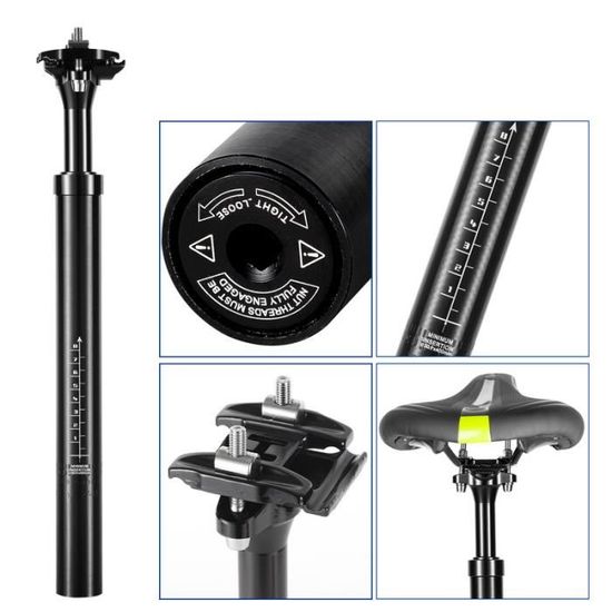 Riossad Tige de selle vélo Noir Tige de selle suspendue de vélo VTT ...