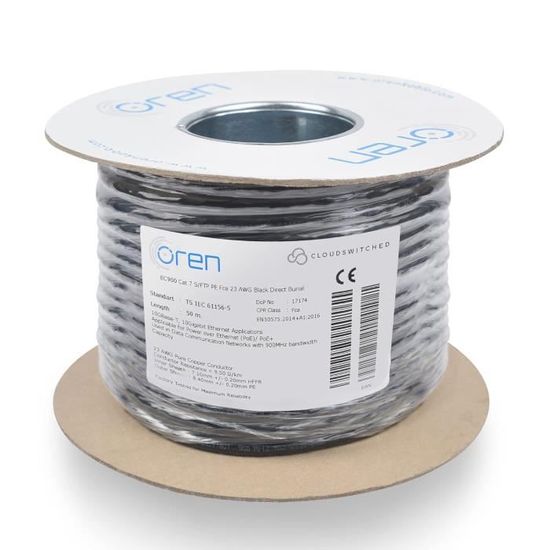 Oren CAT7 50m Cable Ethernet Extérieur - Enfouissement Direct - Cable ...