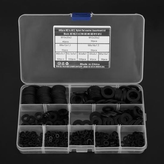 Joint en nylon SURENHAP - Kit Combiné de Joint de Rondelle Noir M2-M12 ...