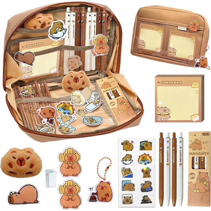 Trousse à Crayons Capybara, Ensemble Papeterie Capybara avec 12 ...