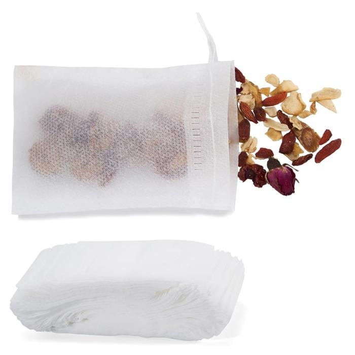 100 Sachets de Thé Jetables en Non-Tissé, Filtres à Thé avec Cordon de ...