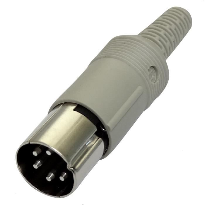 Aerzetix: C19558 2x fiche connecteur DIN mâle 5pin broches 240° gris ...