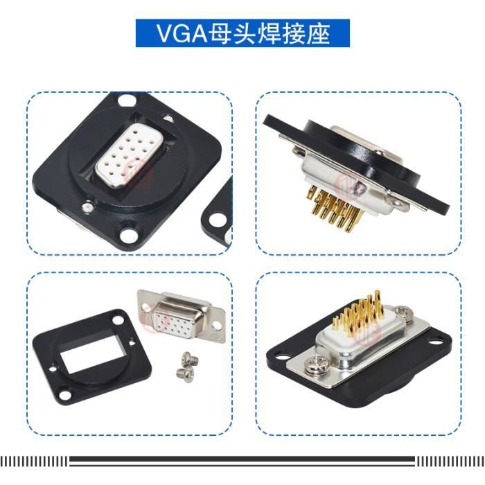 VGAF-5G - Base de module de type D pour panneau, prise XLR VGA DB9 BNC ...