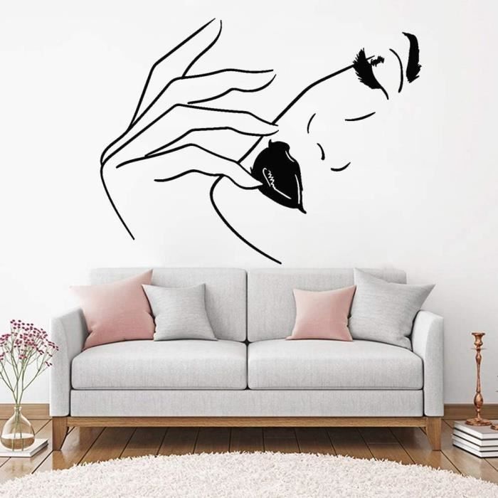 Salon De Beauté Sticker Mural Femme Visage Lèvres Modèle De Mode Vinyle ...