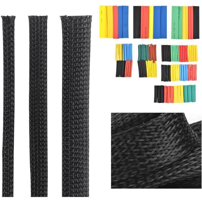 3 PCS Gaine Câble Tressée 5M Gaine Cable Informatique 15mm 10mm 6mm ...