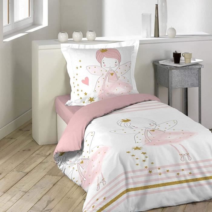 Dynamic24 2tlg. Fille Linge de Lit 140x200 Elfe Princess Couvre-Lit ...