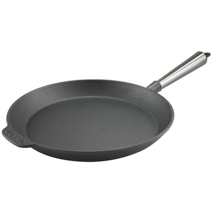 Poêle à Frire en Fonte 28cm avec Poignée Acier Inoxydable. Induction A273 - Cdiscount Maison
