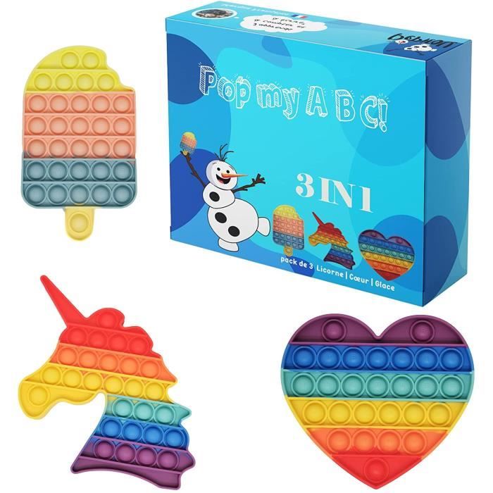 Pop it toy pack bubble jeux toys anti stress licorne glace coeur popit ...