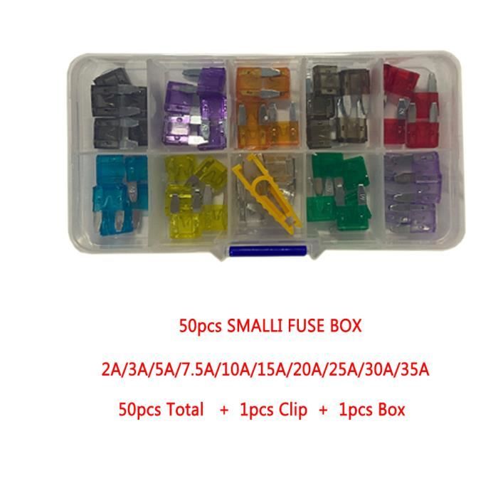 50 pcs petits fusibles - 50 pièces-boîte fusibles de voiture 2A 3A 5A 7 ...