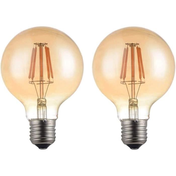 Lot De 2 E27 Ampoules Led G95 Vintage À Filament Edison Globe Ampoule 6W 600Lm 2700K Blanc Chaud ...