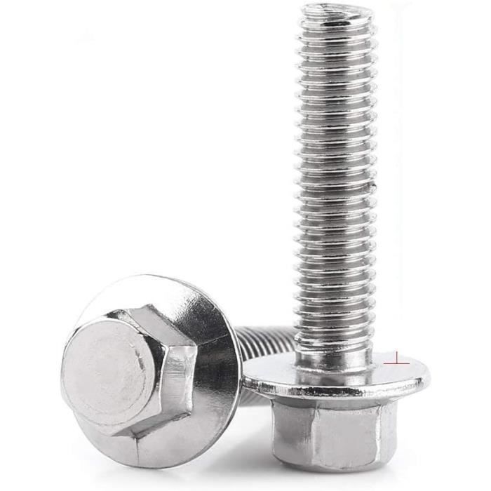 10Pcs M6 Boulon À Bride Vis À Tête Hexagonale Avec Flange En Acier Inoxydable 304[M6*30][n4463 ...